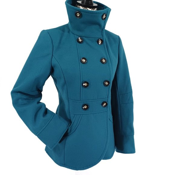 George | Jackets & Coats | George Double Breasted Funnel Neck Teal ...